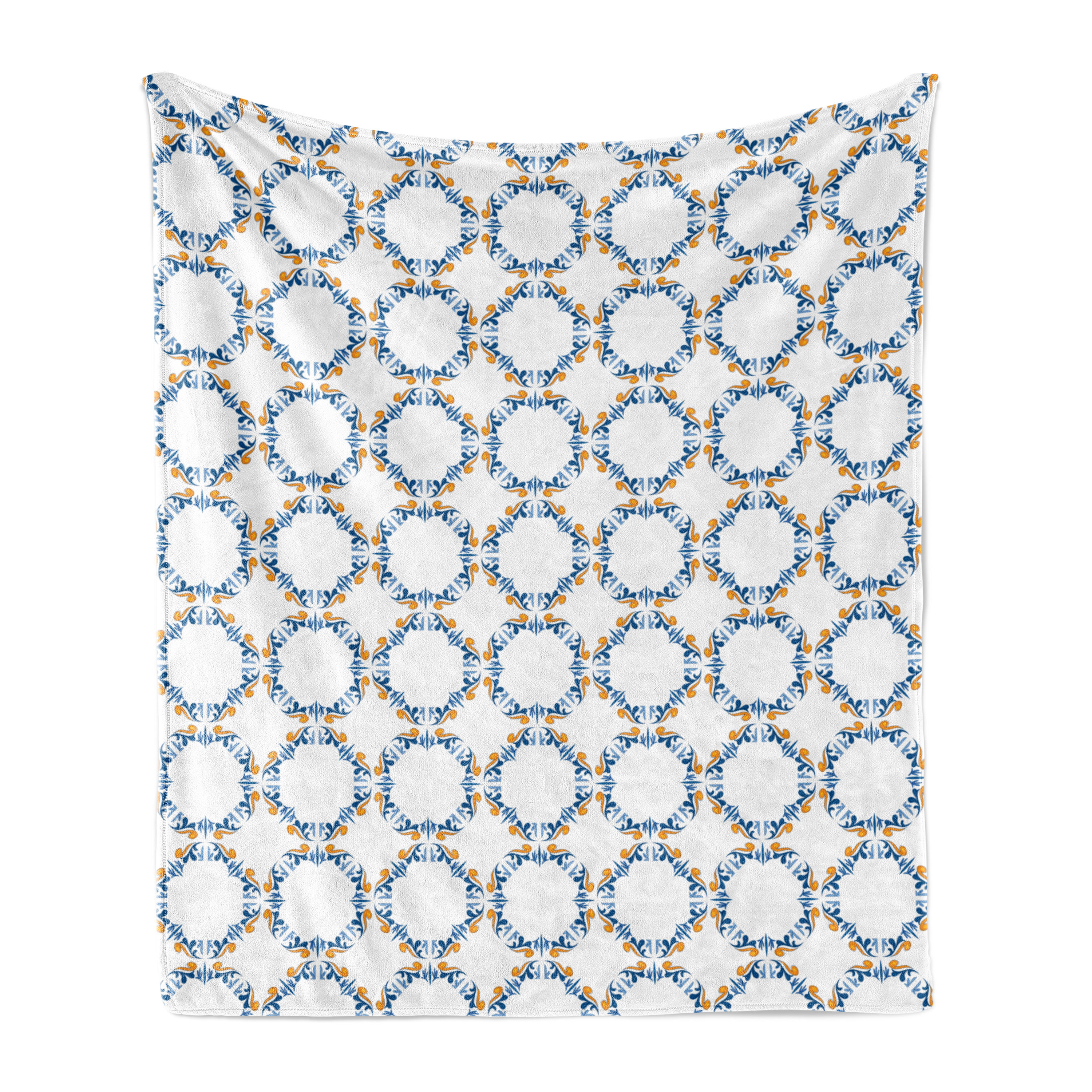 Ambesonne Damask Fleece Throw Blanket Vintage Retro Marigold Blue | Wayfair