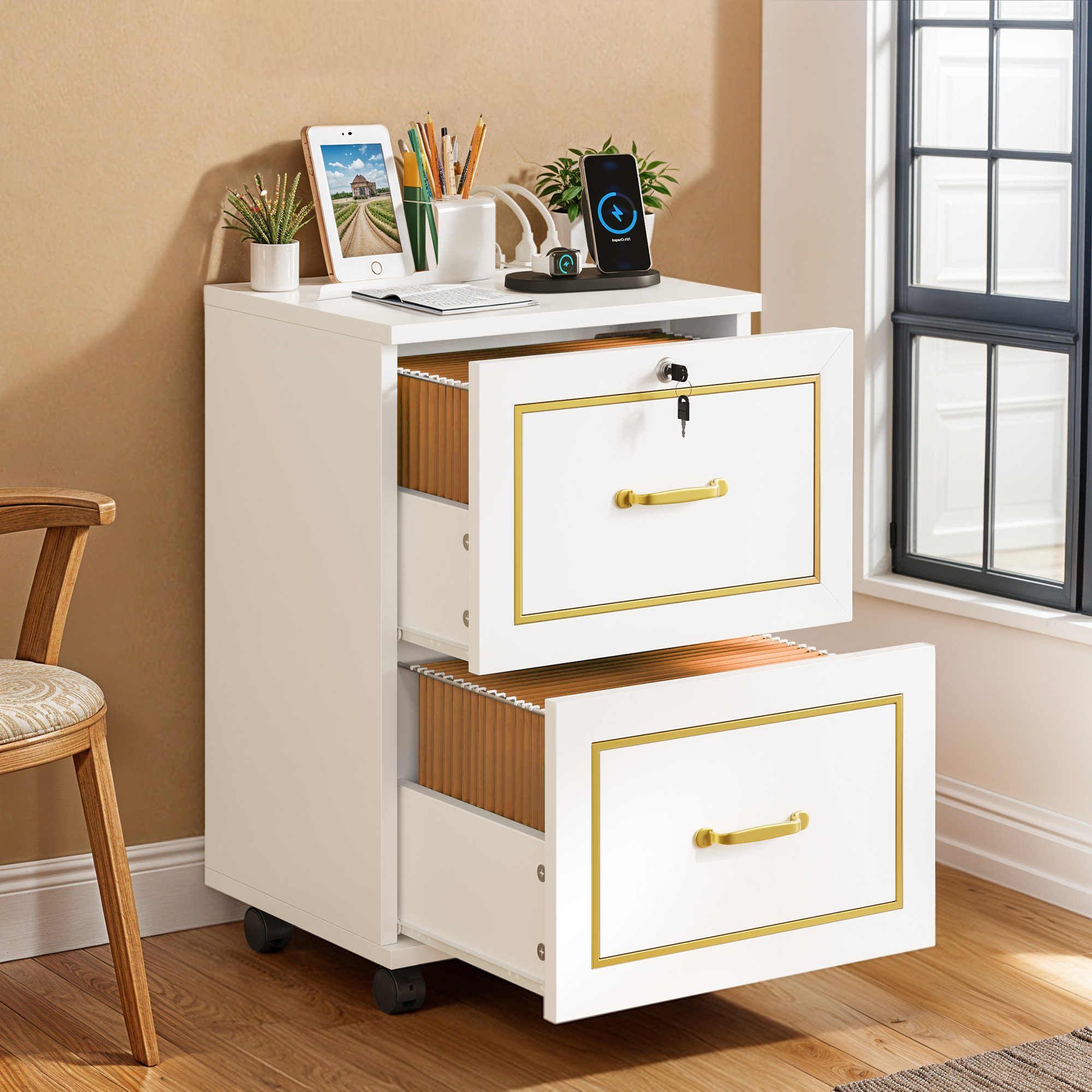 Ebern Designs Wenola 18.9'' Wide 2 -Drawer Mobile File Cabinet | Wayfair