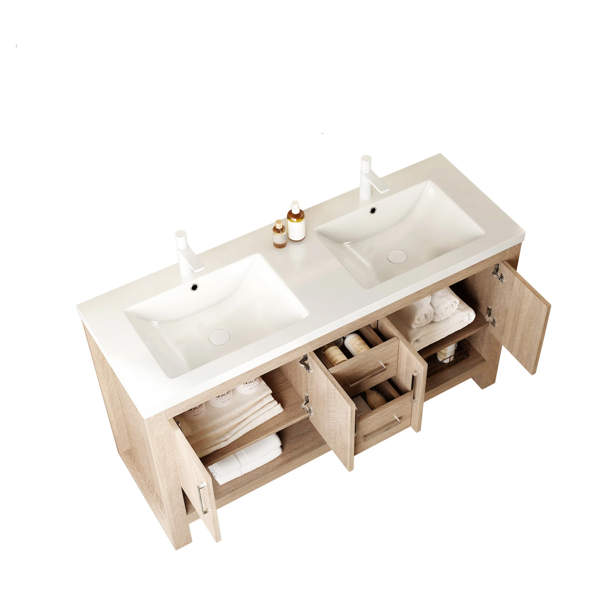 Ebern Designs LUCCI 60" Bathroom Vanity With Sinks | Wayfair