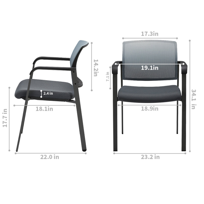Inbox Zero Mesh Back Stacking Upholstered Side Arm Guest Chair For ...