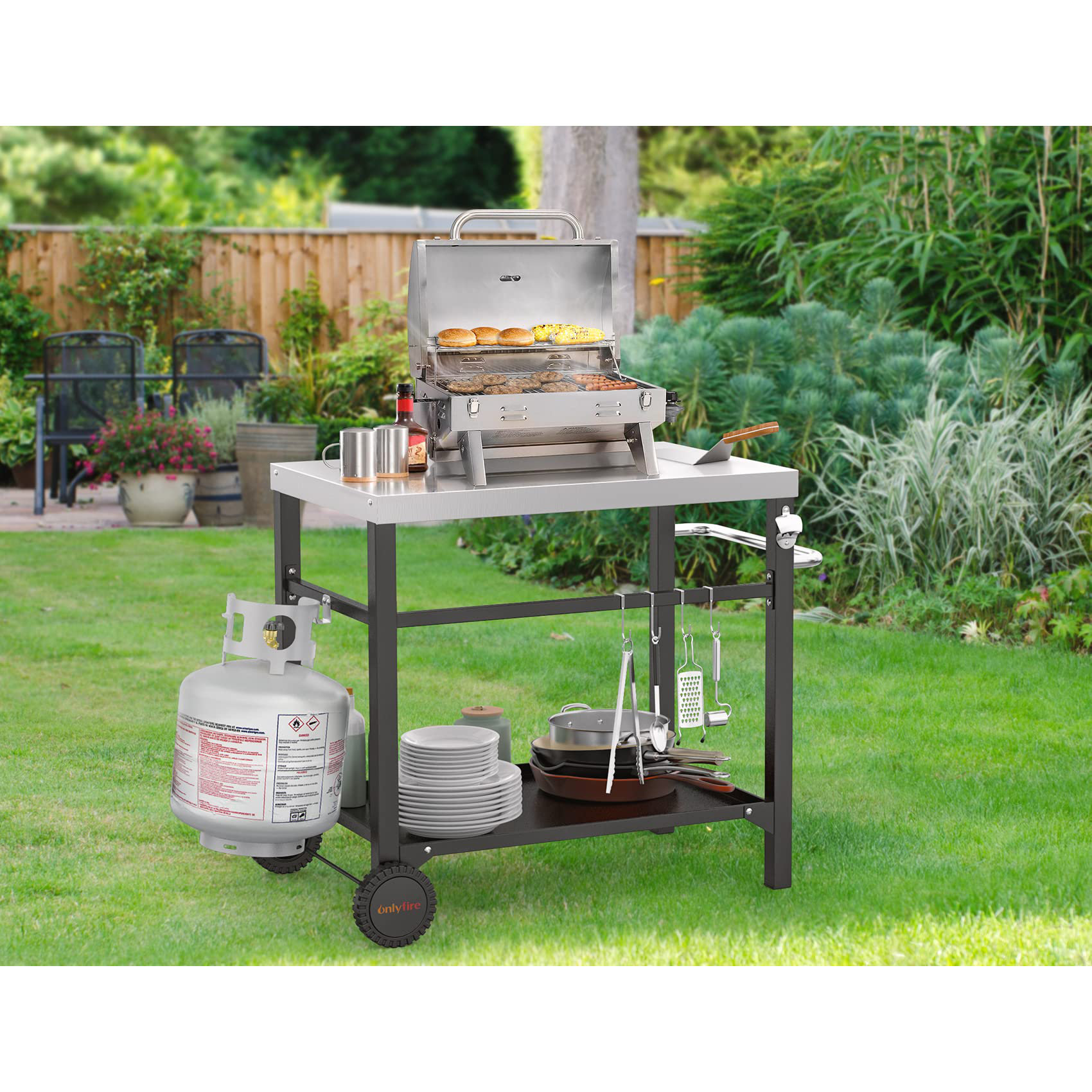 Latitude Run® Stainless Steel Rolling Cart With Tabletop For Outdoor ...