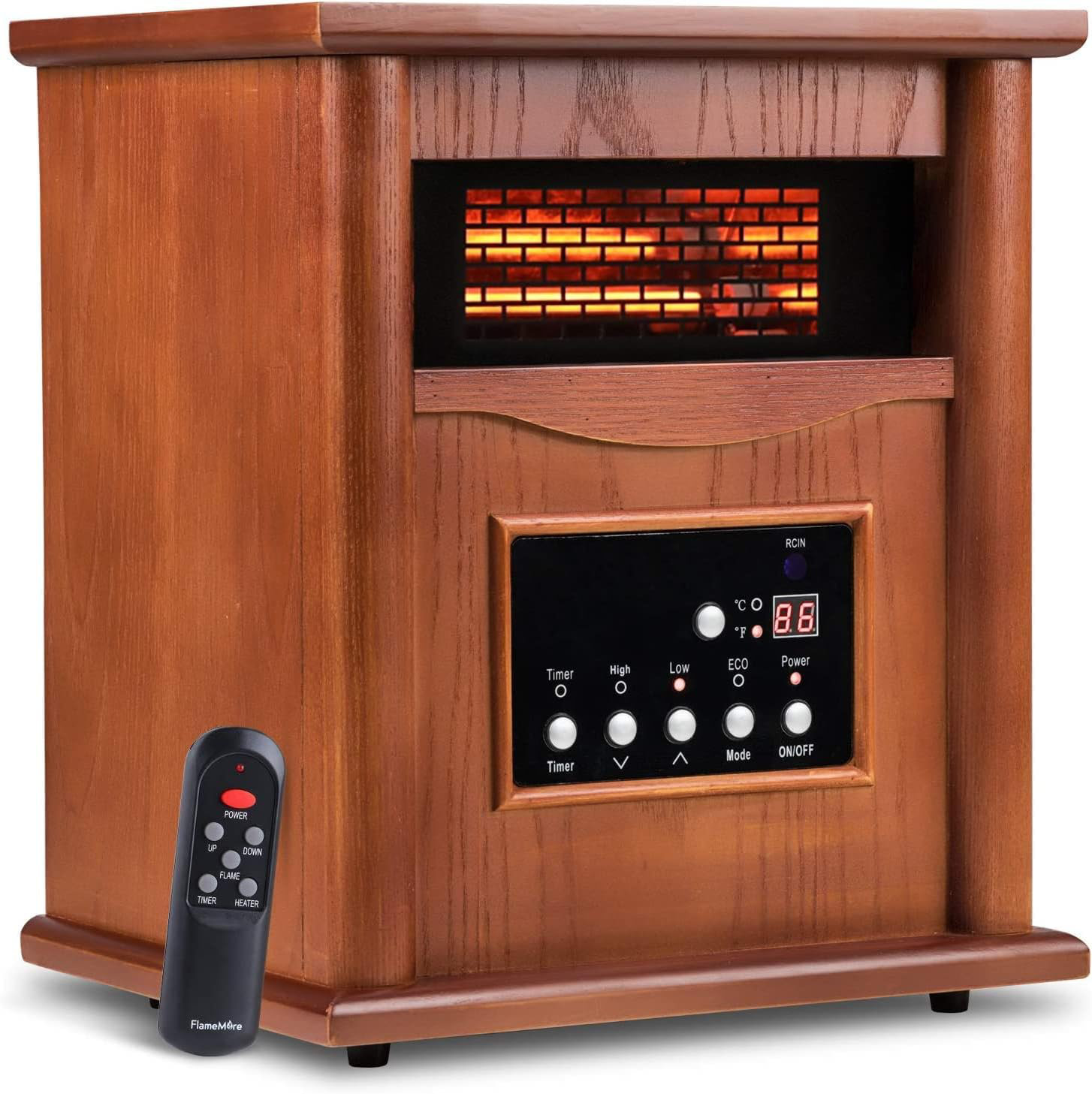 Nordic Hygge 1500-Watt Portable Wood Electric Quartz Space Heater with ...