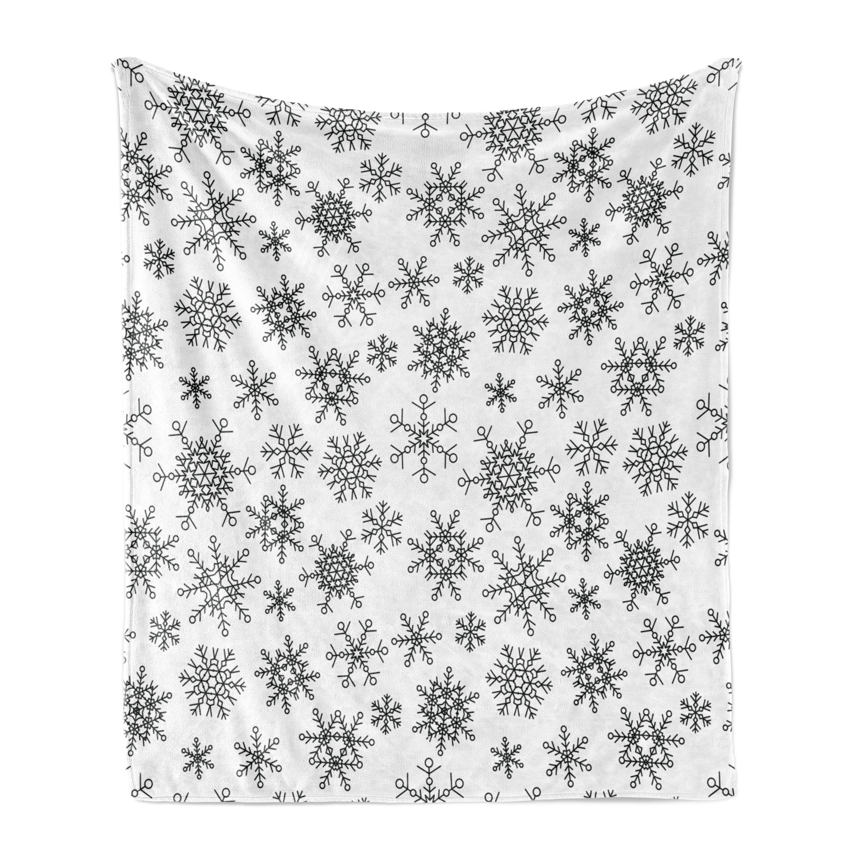 Ambesonne Snowflake Fleece Throw Blanket Line Winter Motifs Black White ...