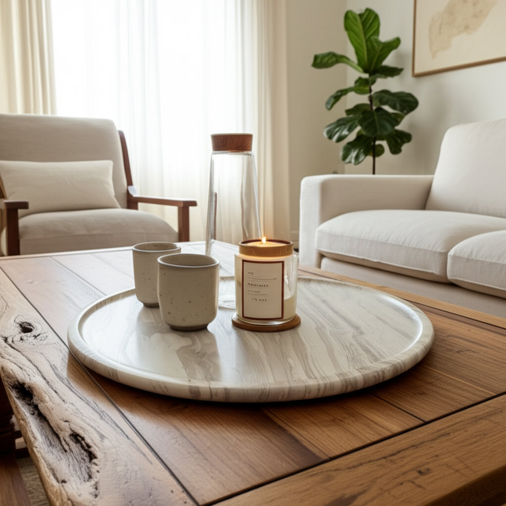 Ophelia & Co. Trays And Plates Marble Chiseled Round Design For Home ...