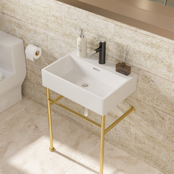 Everly Quinn Lavabo de console de salle de bain 24 "avec trop-plein ...