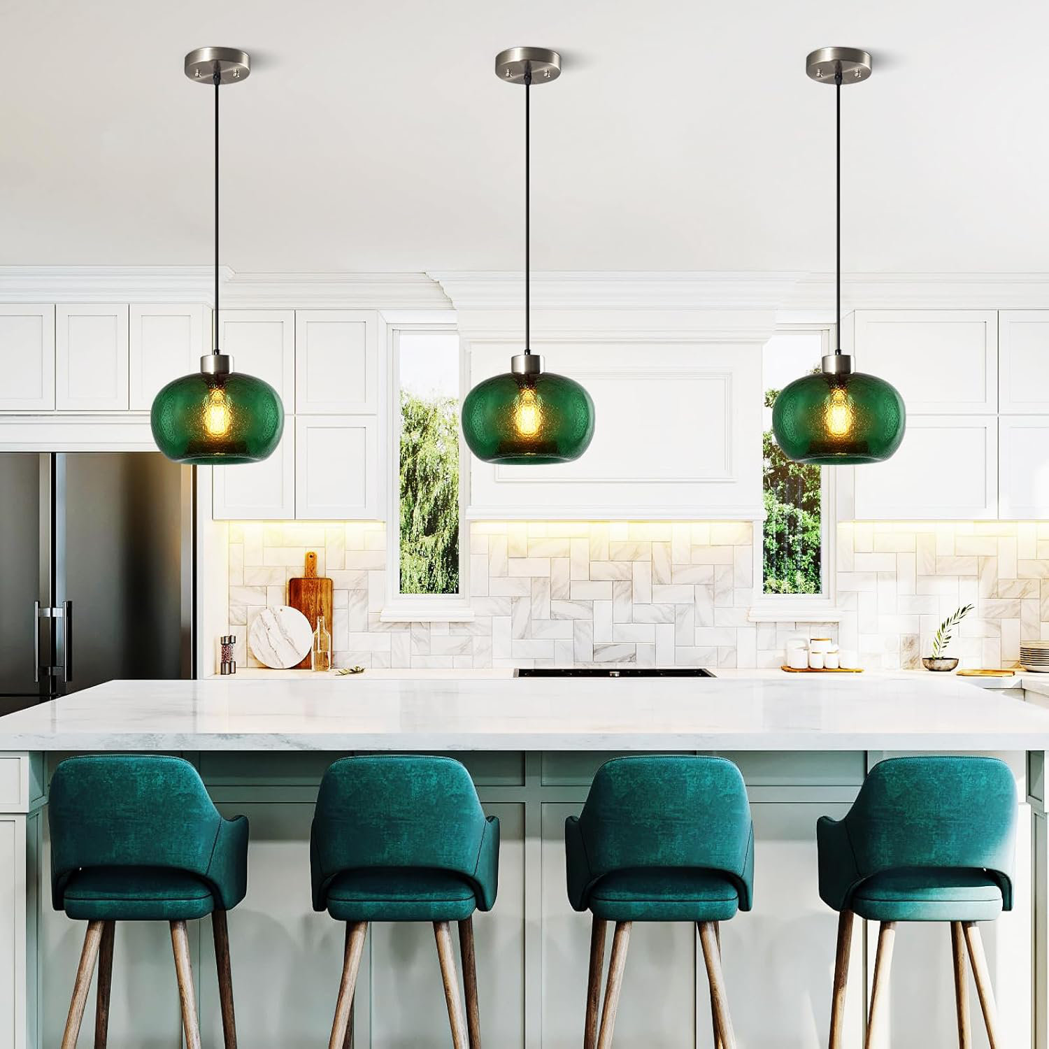 Latitude Run® Blown Glass Pendant Lights Kitchen Island Modern ...