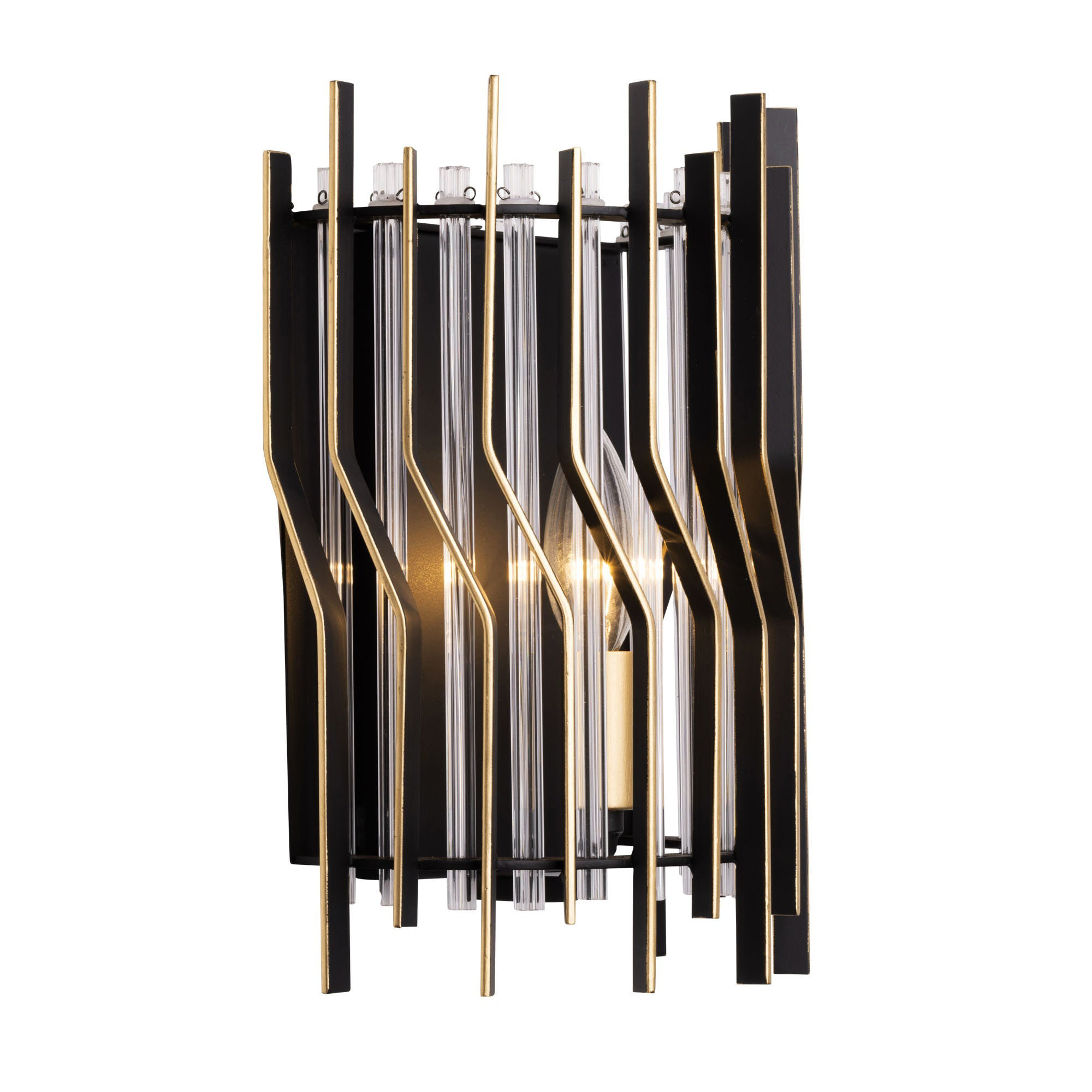 Orren Ellis Smithsonian Park Row 1-Lt Sconce - Matte Black/French Gold ...