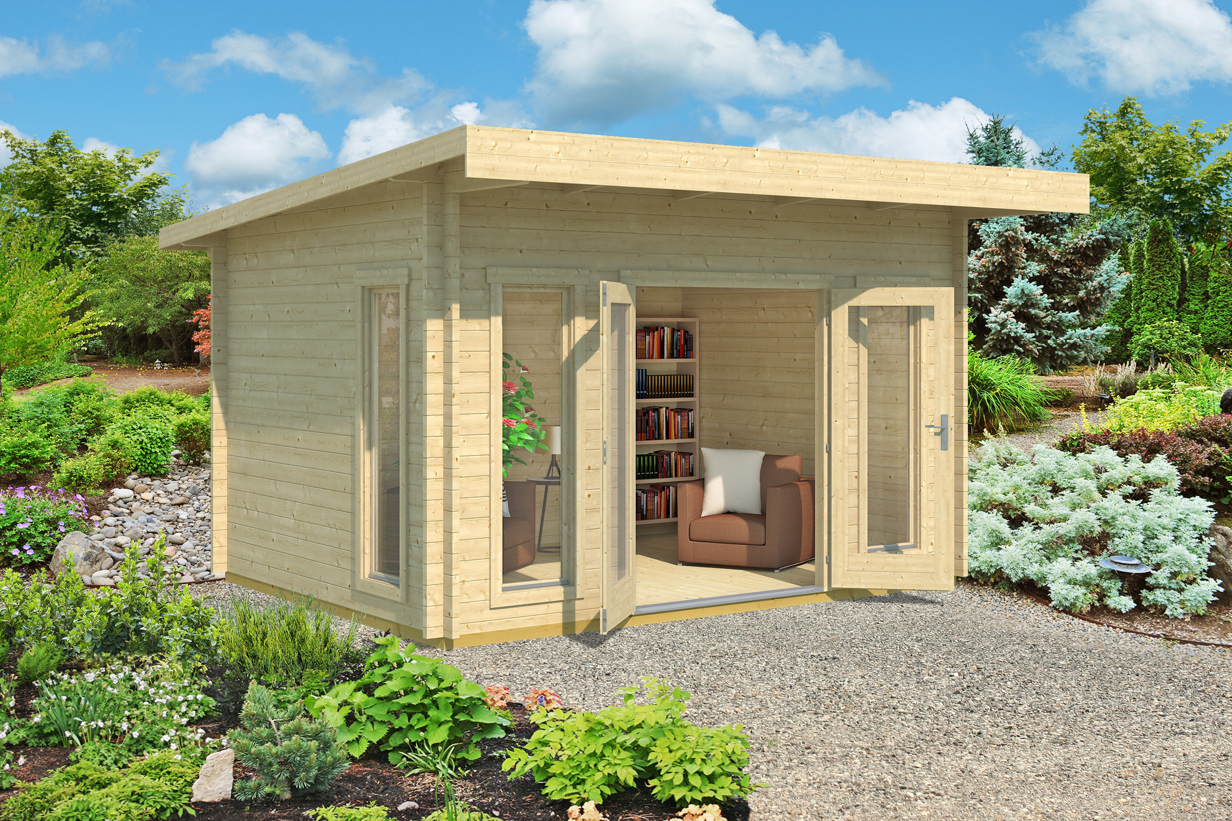 Lasita Maja Lasita Barbados 3 - 14.5 x 10.5 Ft. Premium Log Cabin With ...