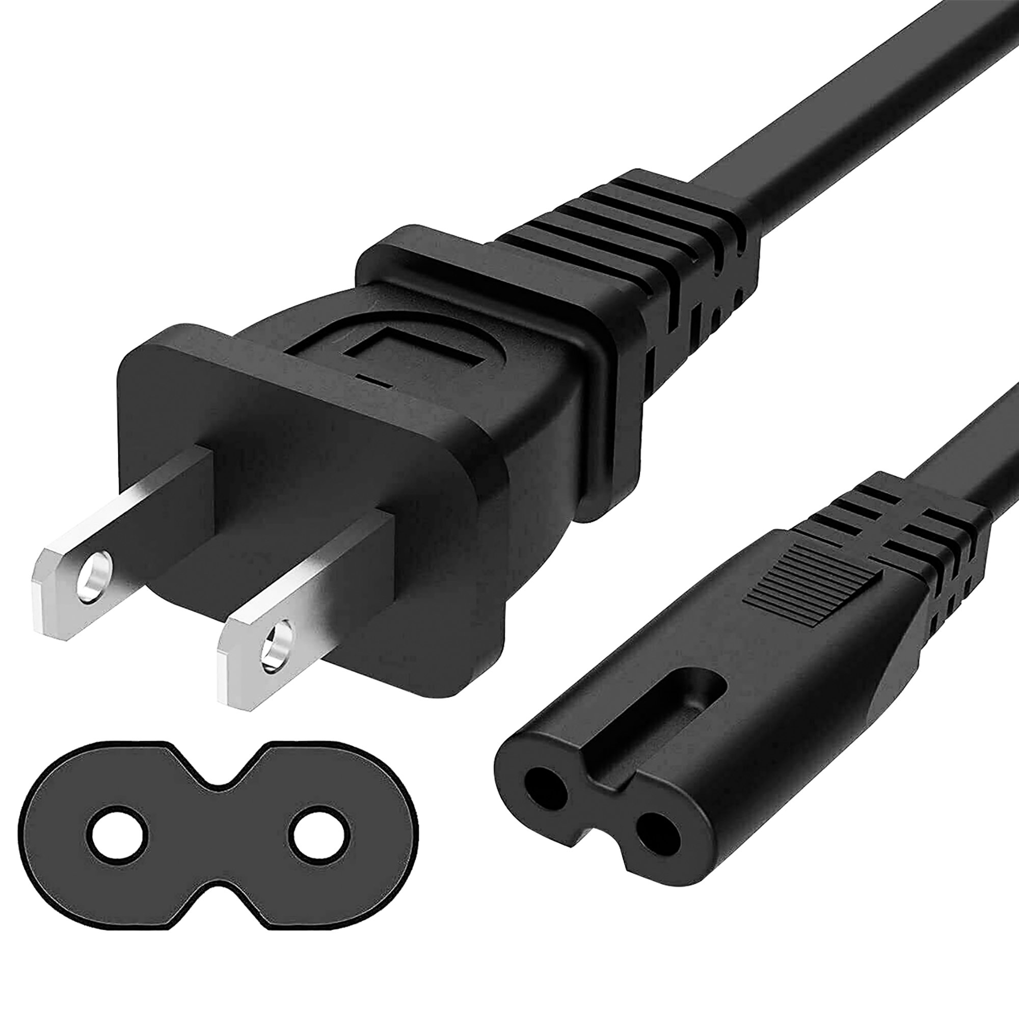 5 Core Extra Long Power Cord 6ft 2 Prong Non-Polarized AC Wall 2 Slot ...