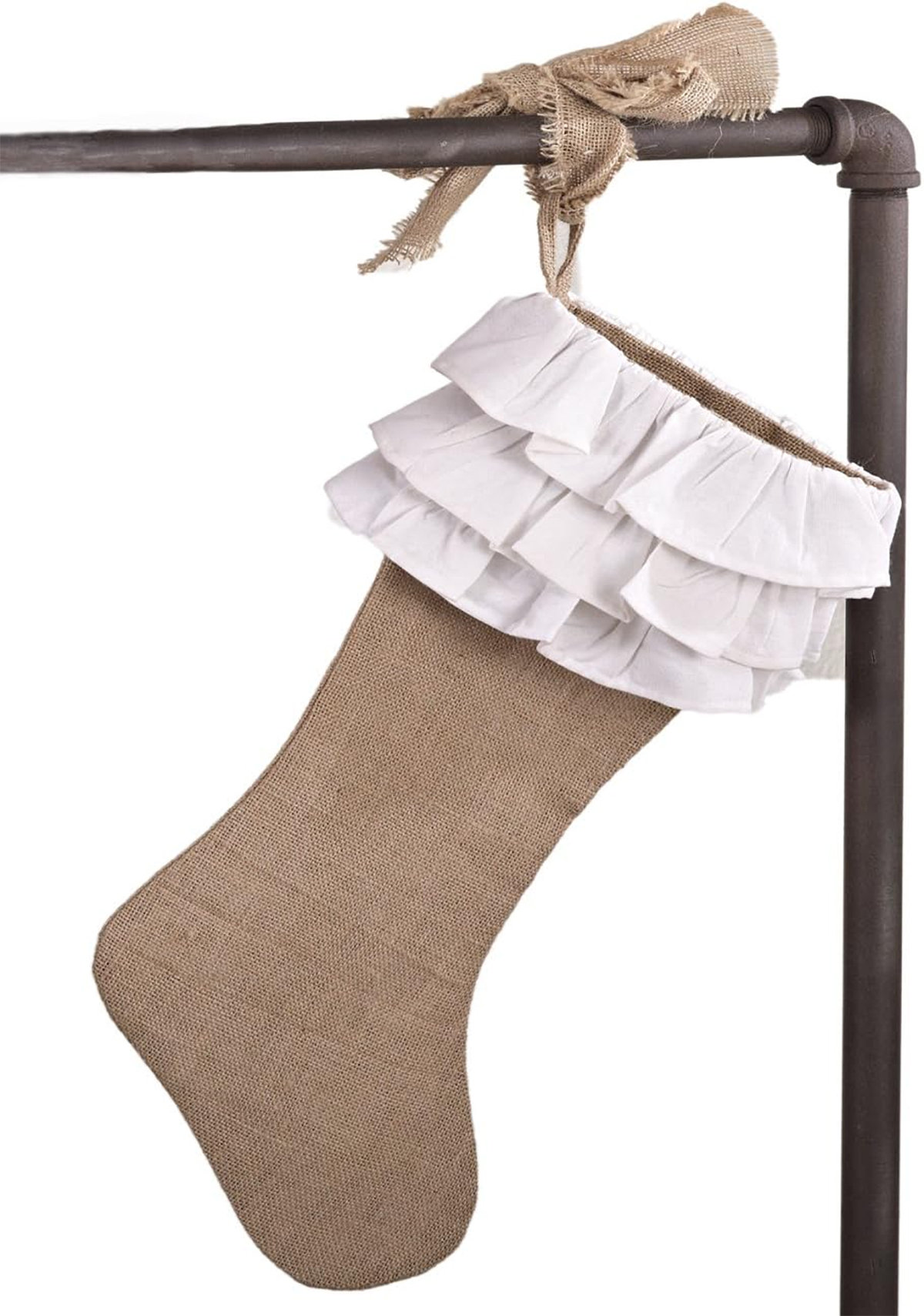 The Holiday Aisle® Ruffled Holiday Design Burlap Christmas Stocking 13 ...