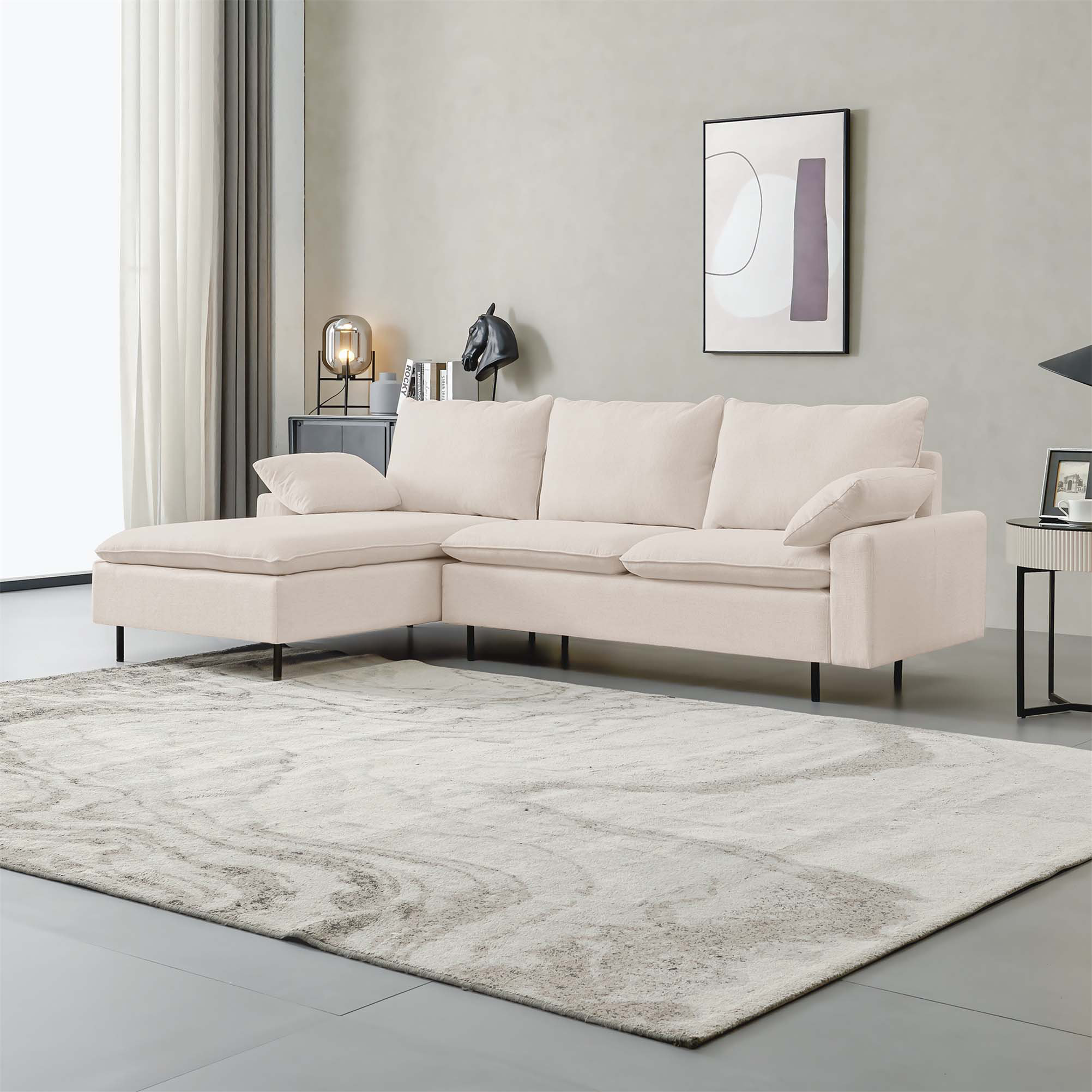Hokku Designs L-Shaped Linen Sectional Sofa | Wayfair