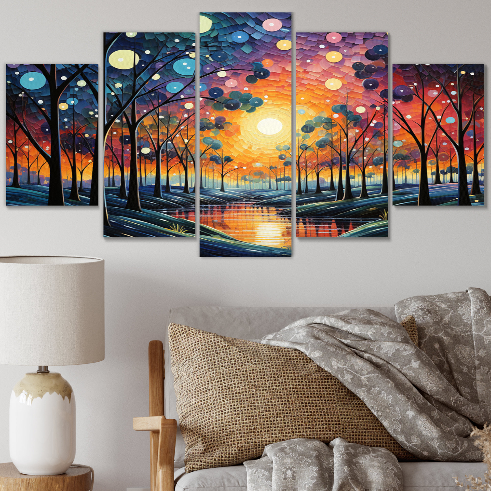 Lark Manor™ Colorful Trees Collage IV - Abstract Landscape Canvas Print ...