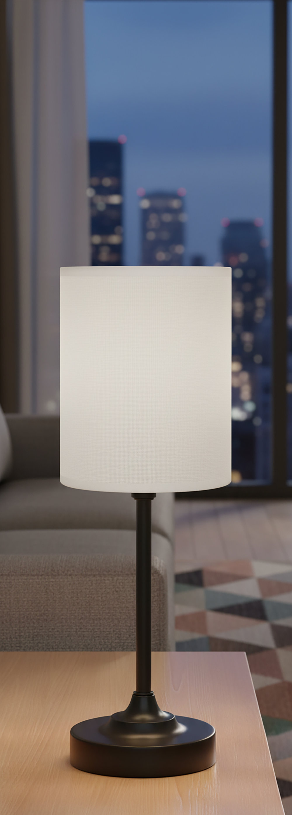 Latitude Run® White Bedside Lamp With Black Background, Suitable For ...