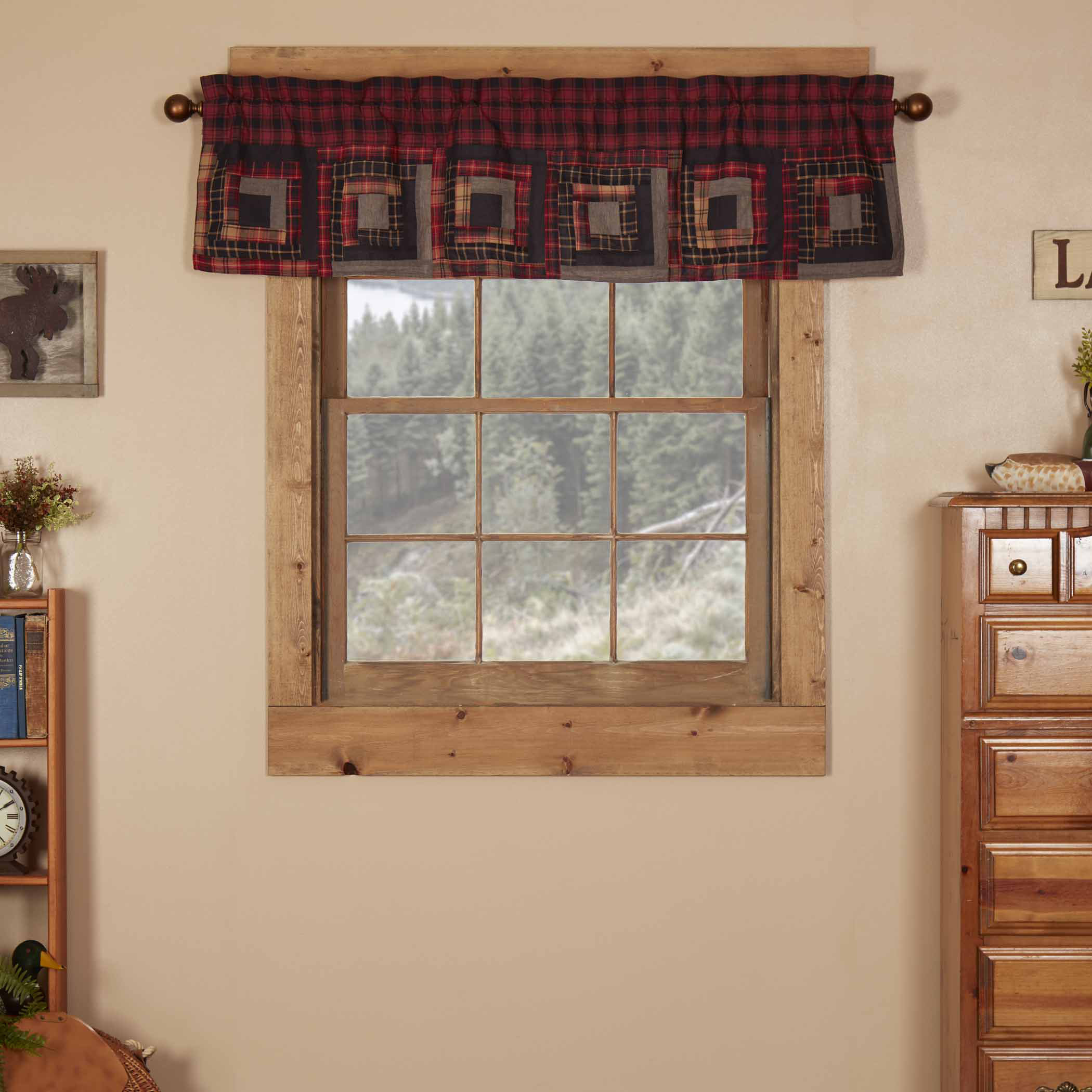 Loon Peak® Dorval Patchwork Cotton Tailored Window Valance in Chili ...