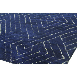 Mercury Row® Utsey Handmade Hand-Tufted Wool Navy Rug & Reviews | Wayfair