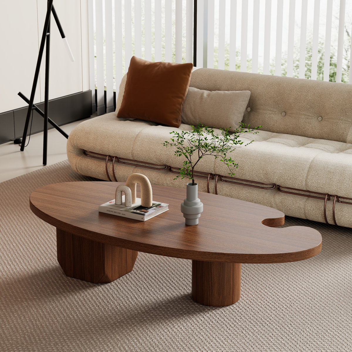Latitude Run® Solid Wood Single Modern Brown Coffee Table for Living ...