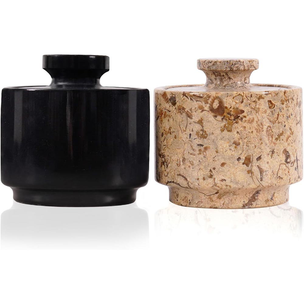 Artreestry 3-inch Marble Salt Cellars Set Of 2 – Salt Jars With Lids ...