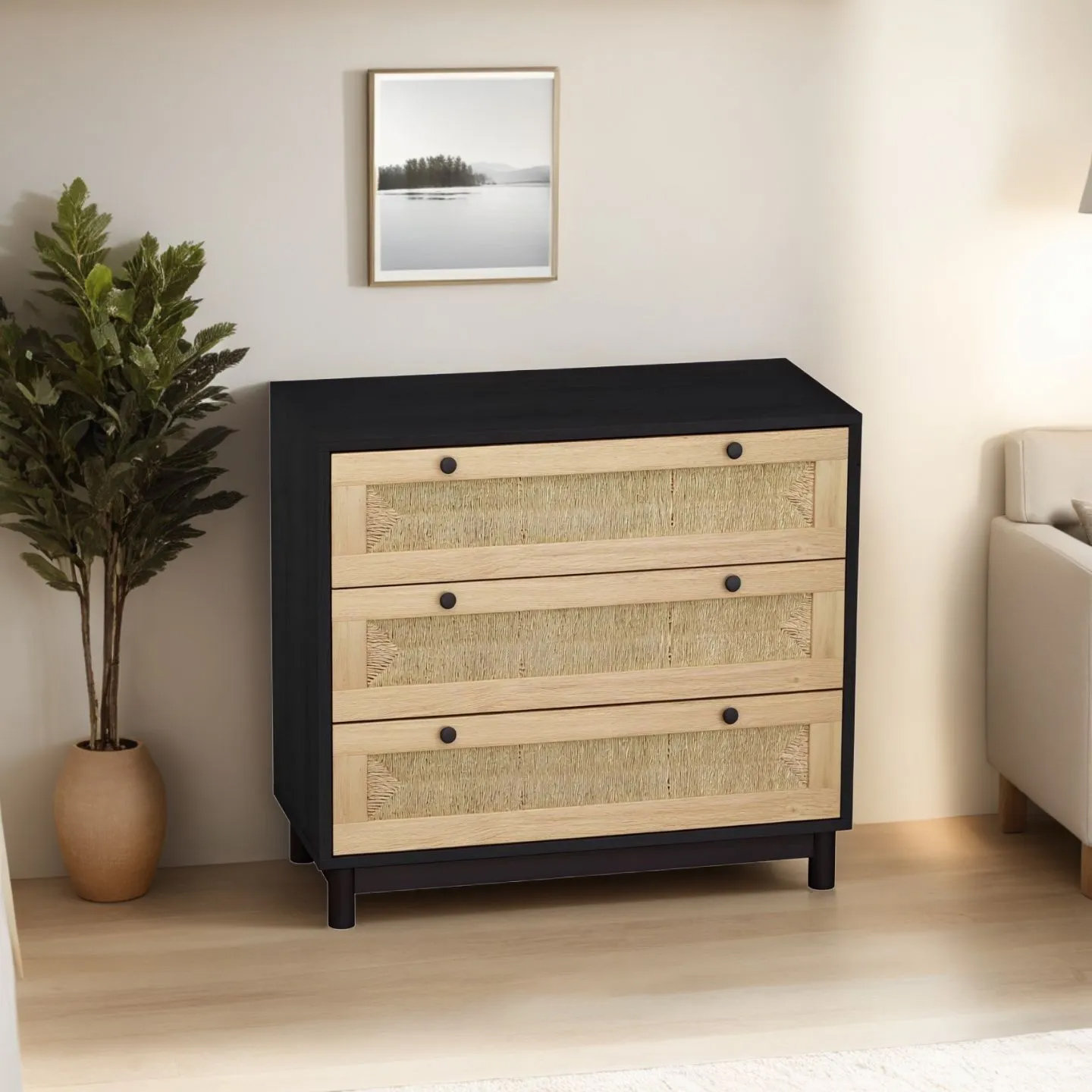 Bay Isle Home™ 30.31"3-Drawers Storage Cabinet Rope Woven Drawer ...