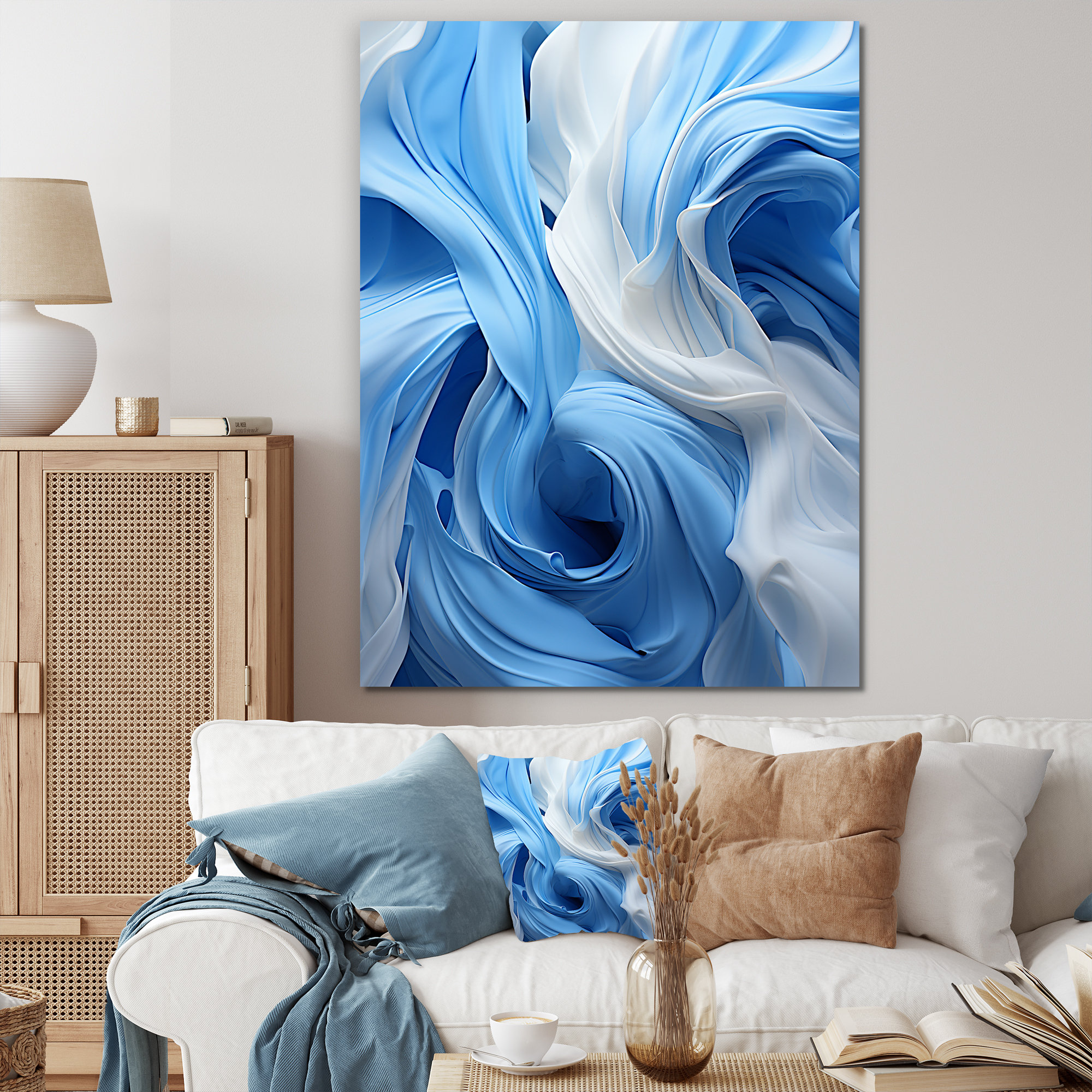 Ivy Bronx Blue And White Abstract Spiral Cyclone Tranquility - Abstract ...