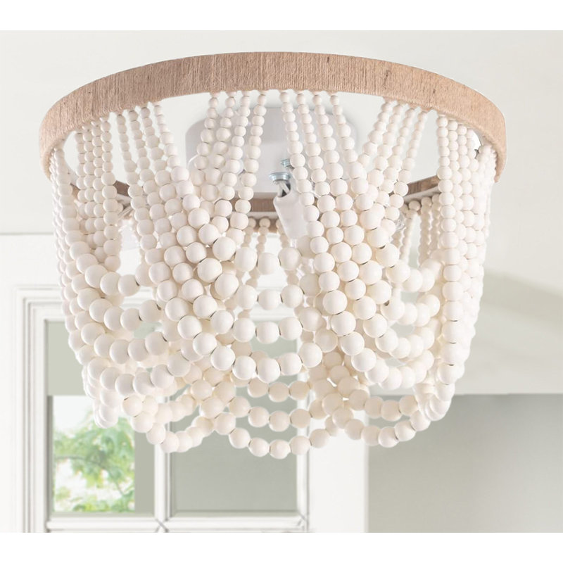 Bungalow Rose 3-Light Boho Farmhouse Rustic Beaded Flush Mount Light ...