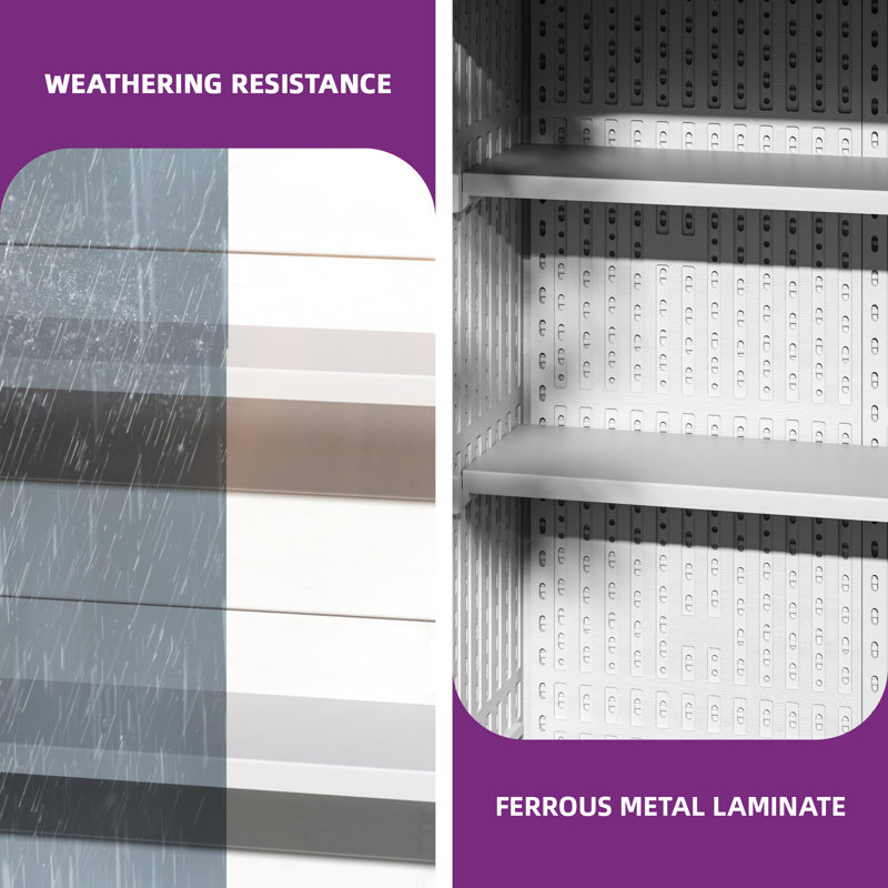 Balconera 2-Piece Outdoor Storage Rack, Horizontal Metal Shelves for ...