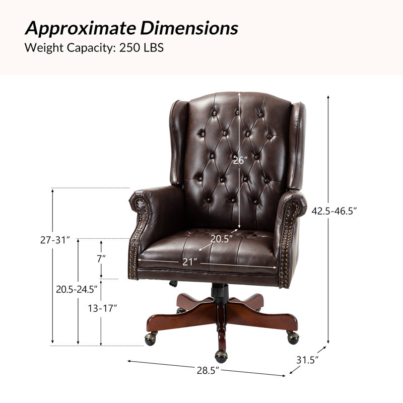 Steelside™ Swain Faux Leather Task Chair with Tufted Back and Nailhead ...