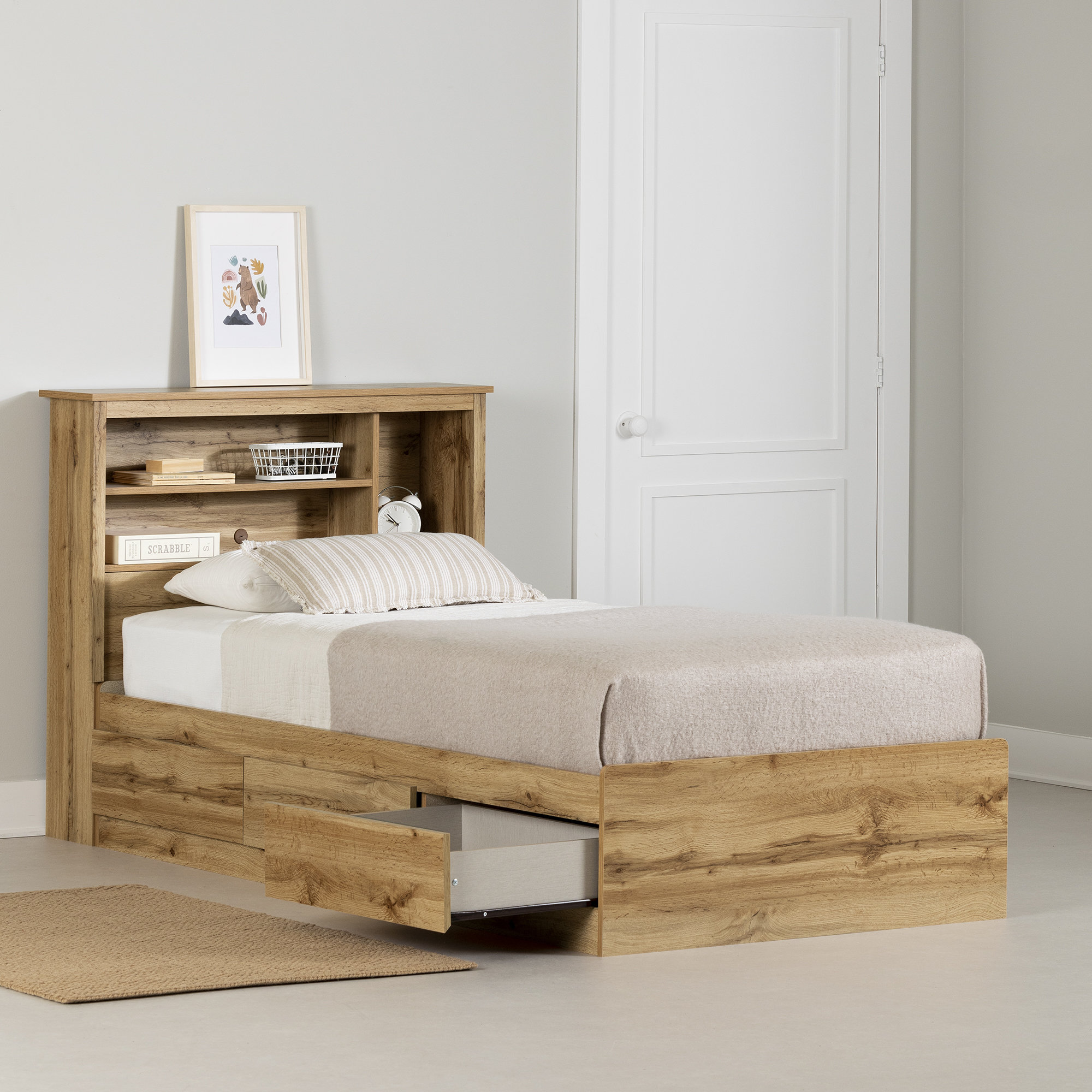rustic double bed
