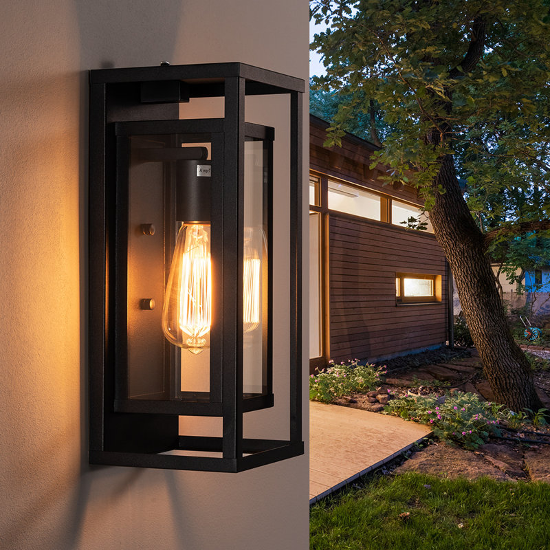 17 Stories Polikron Classic Outdoor Wall Sconce 1 Light with Dusk to ...