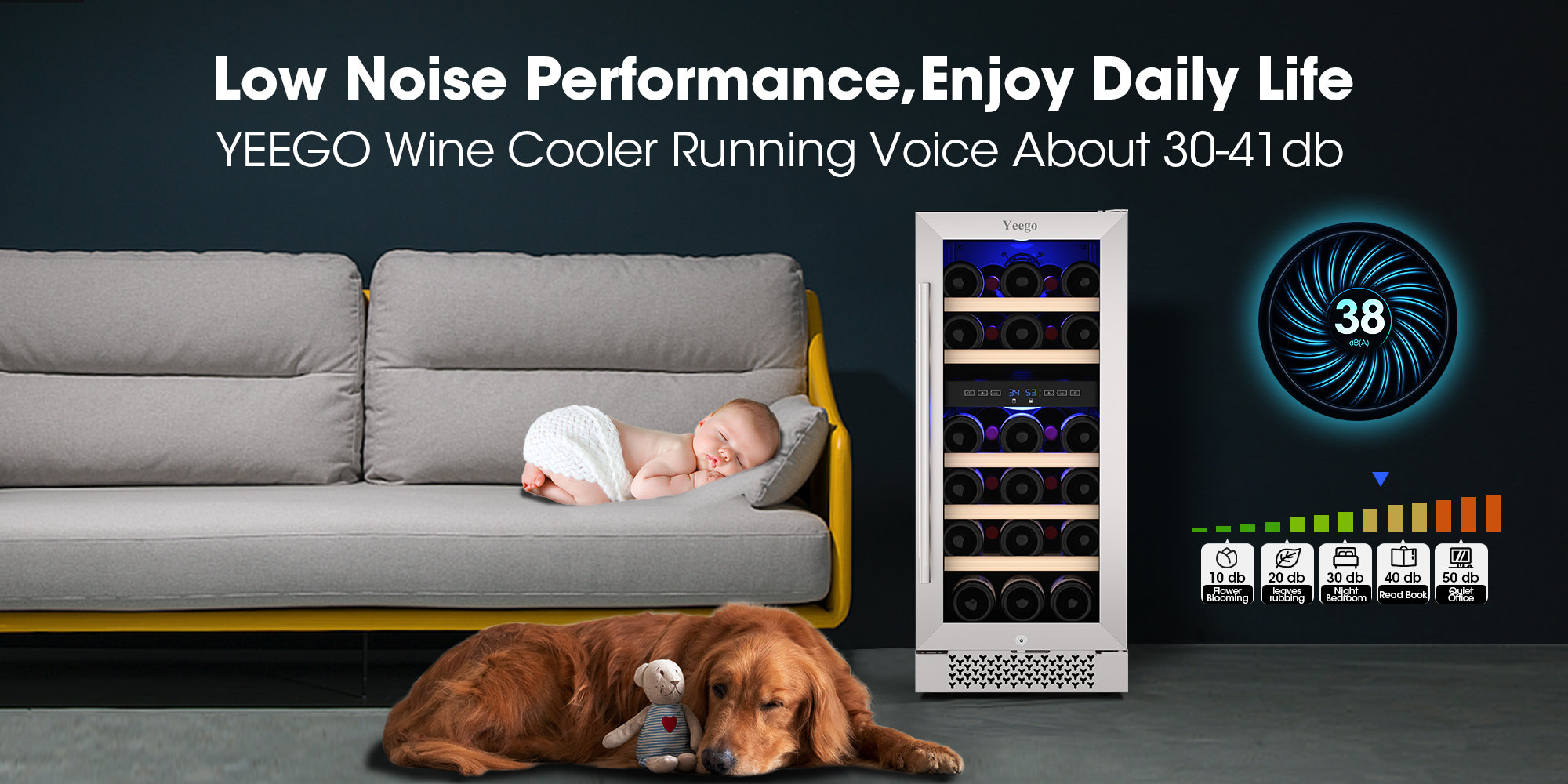 Yeego 28 Bottles 15" Dual Zone Wine Cooler Under Counter Compressor Wine Refrigerator Mini ...