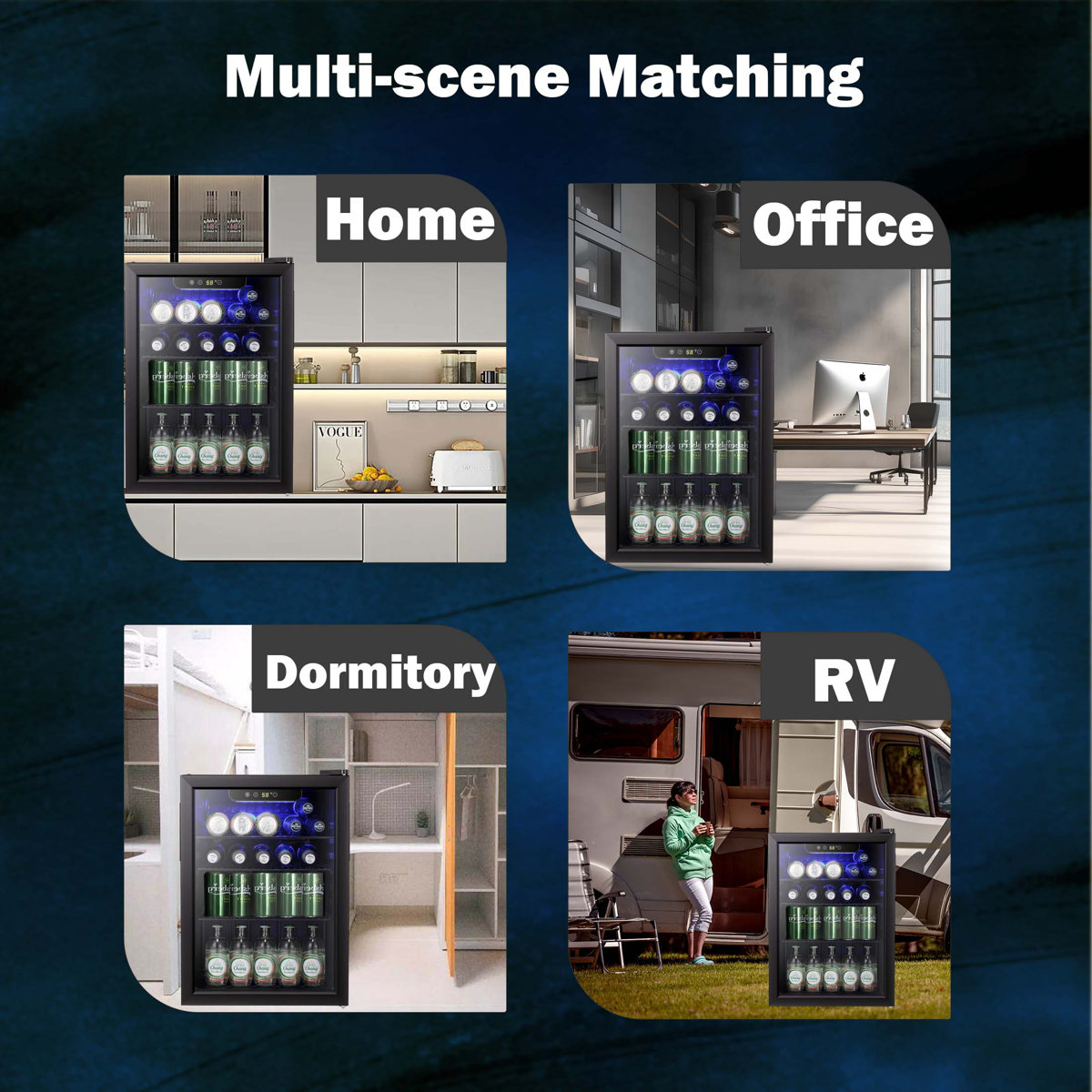 COWSAR 2.4 Cu. ft Mini Beverage Cooler 85 Cans Mini Refrigerator with ...
