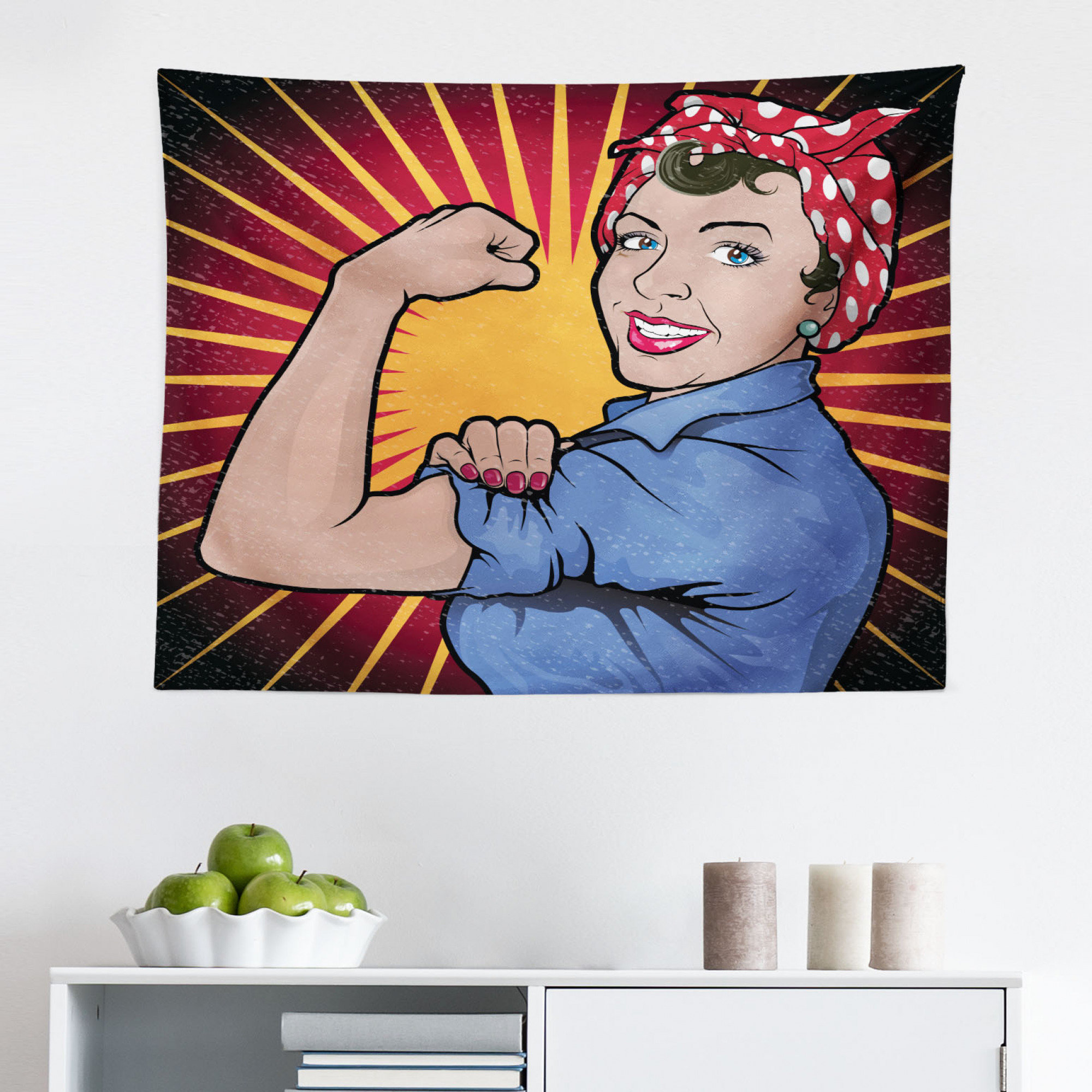 East Urban Home Feminist Tapestry, Illustration Of Retro Strong ...