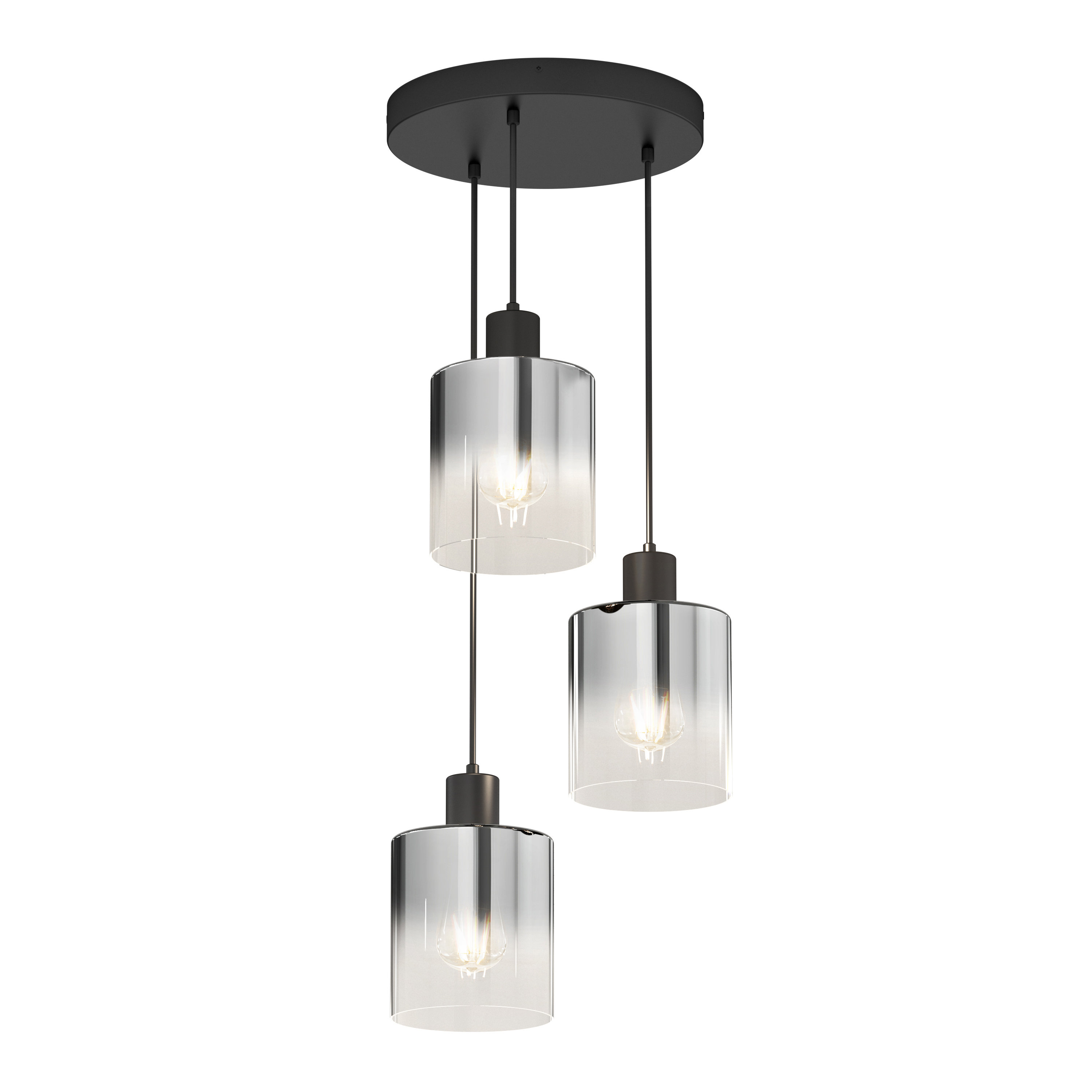 Ebern Designs Belding Modern 3-Light Pendant Light Black Glass ...