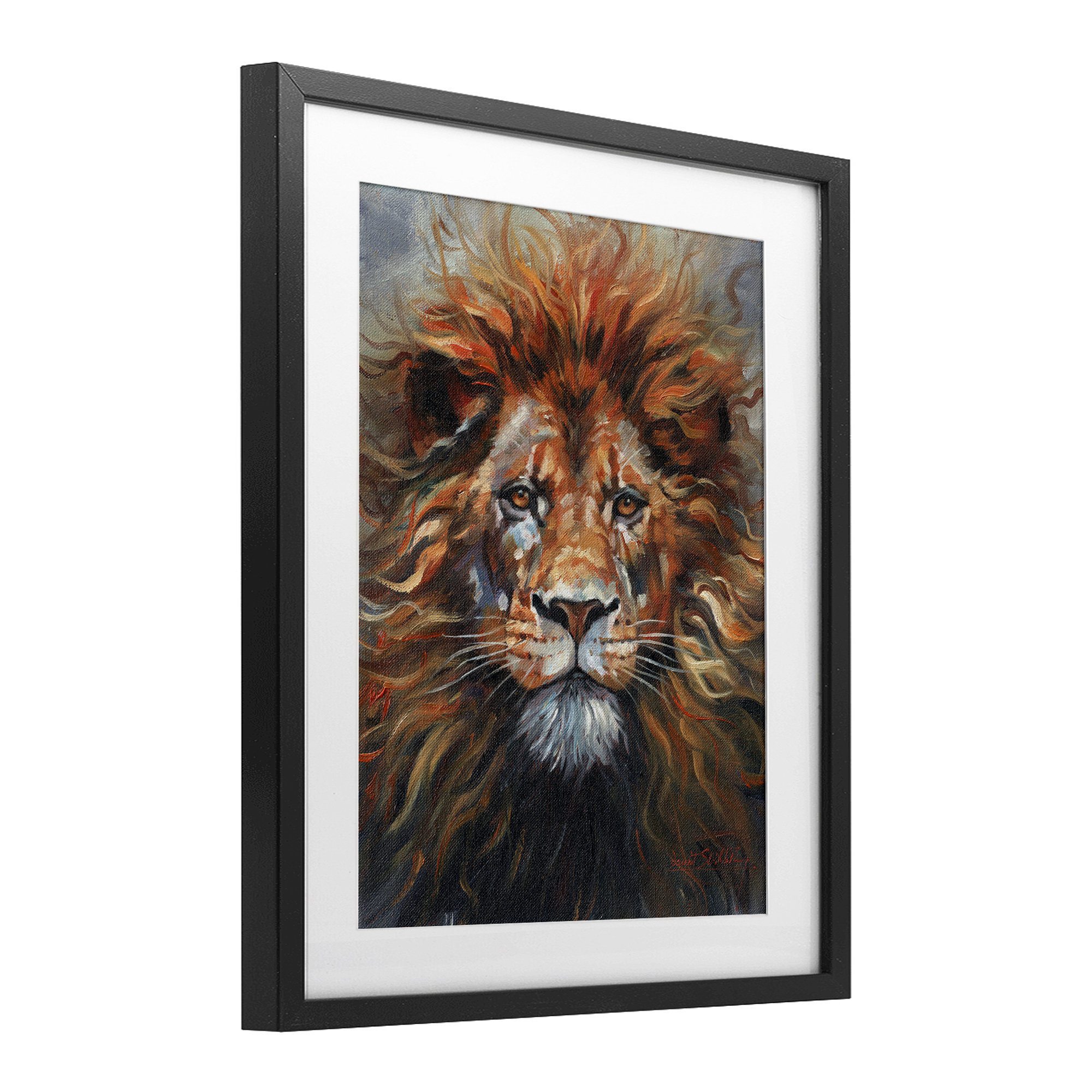 Charlton Home Face Of A Lion Framed Print Under Glass, design by David ...