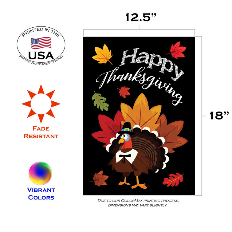 Toland Home Garden Toland Pilgrim Turkey Inch Thanksgiving Flag Fall ...