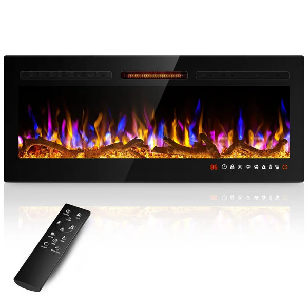 Bonanza Leathers 42? Slim Electric Fireplace Recessed And Wall Mounted ...