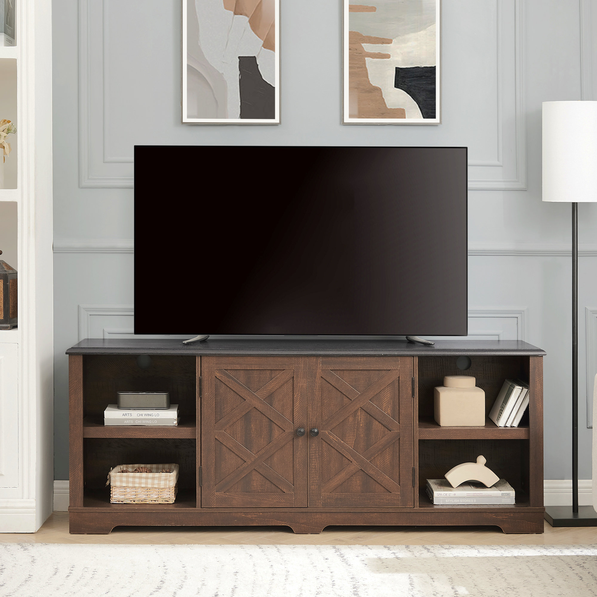 Ophelia & Co. 70''L Vintage Style TV Stand, Farmhouse Entertainment ...