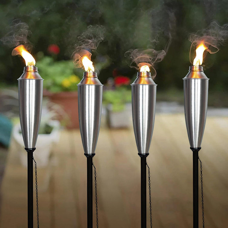 JASODI Garden Torch for Outside Set of 4 60 Inch Metal Backyard ...