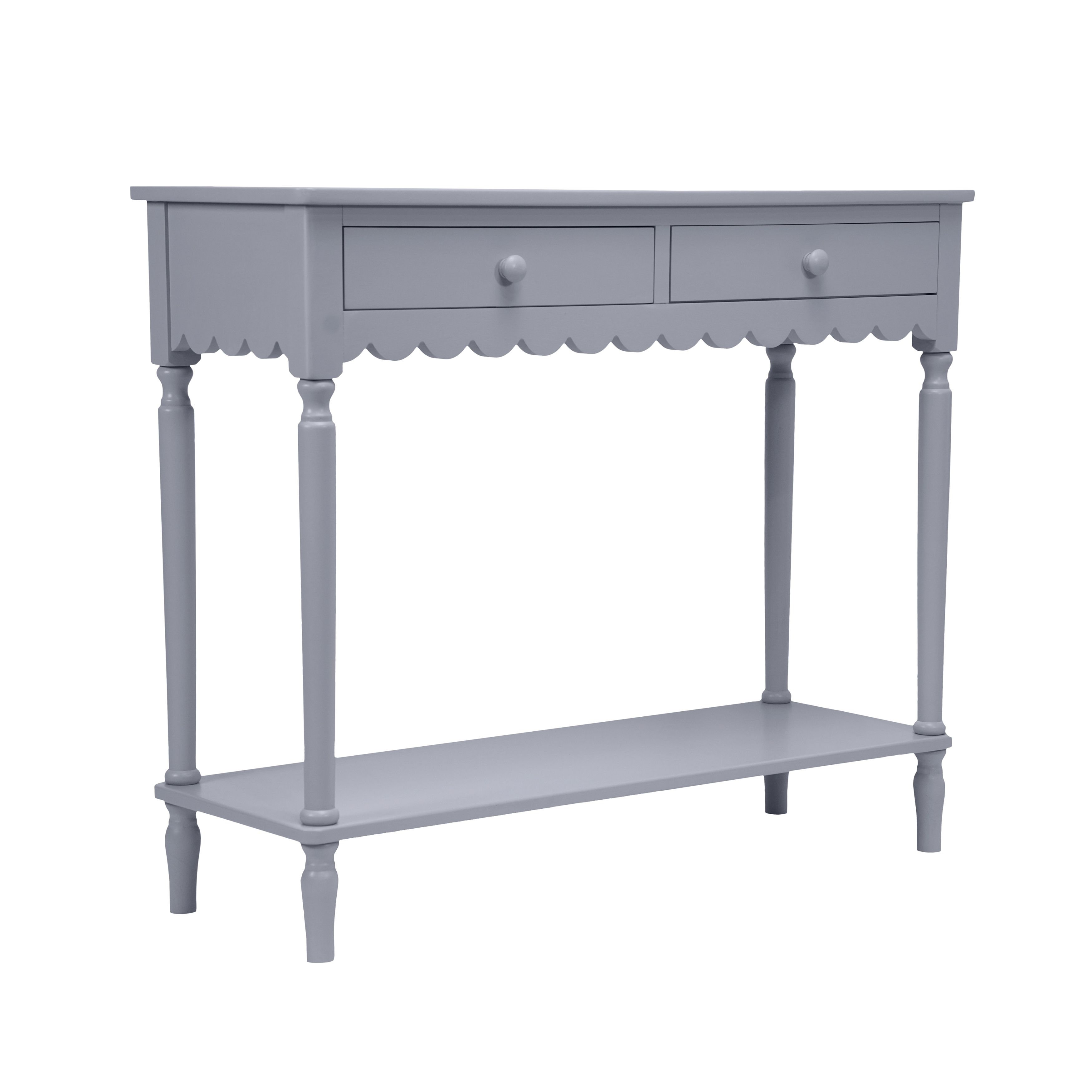 Ophelia & Co. Wood Scalloped Console Table With 2 Drawers And 1 Shelf ...