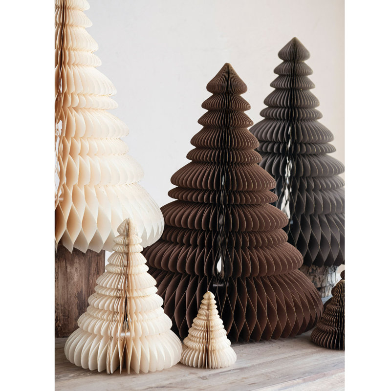 The Holiday Aisle® Round Paper Folding Honeycomb Trees With Gold ...