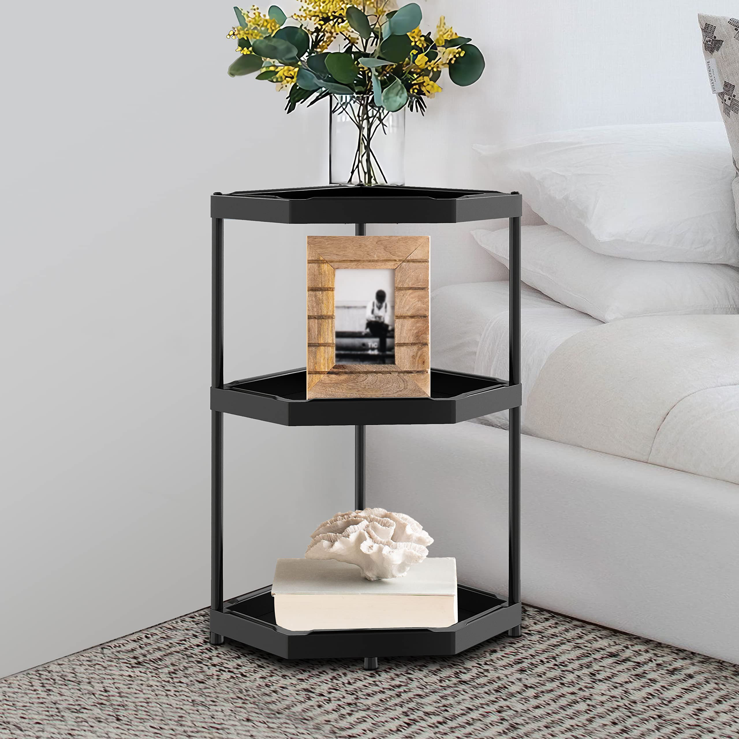 Rebrilliant Corner Shelves 3 Tier Small Corner Bookshelf Kitchen ...