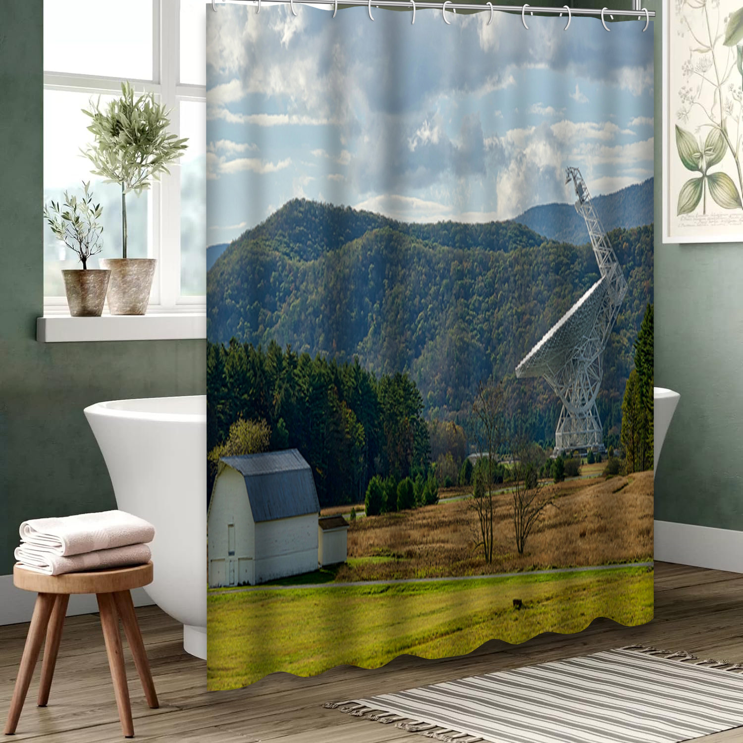 East Urban Home Green Waterproof Shower Curtain,West Virginia October ...