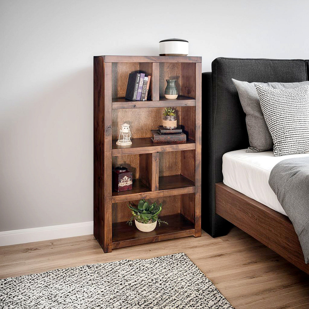 Loon Peak® 64 Inch High Bookcase, No Assembly Required, Whiskey Finish ...