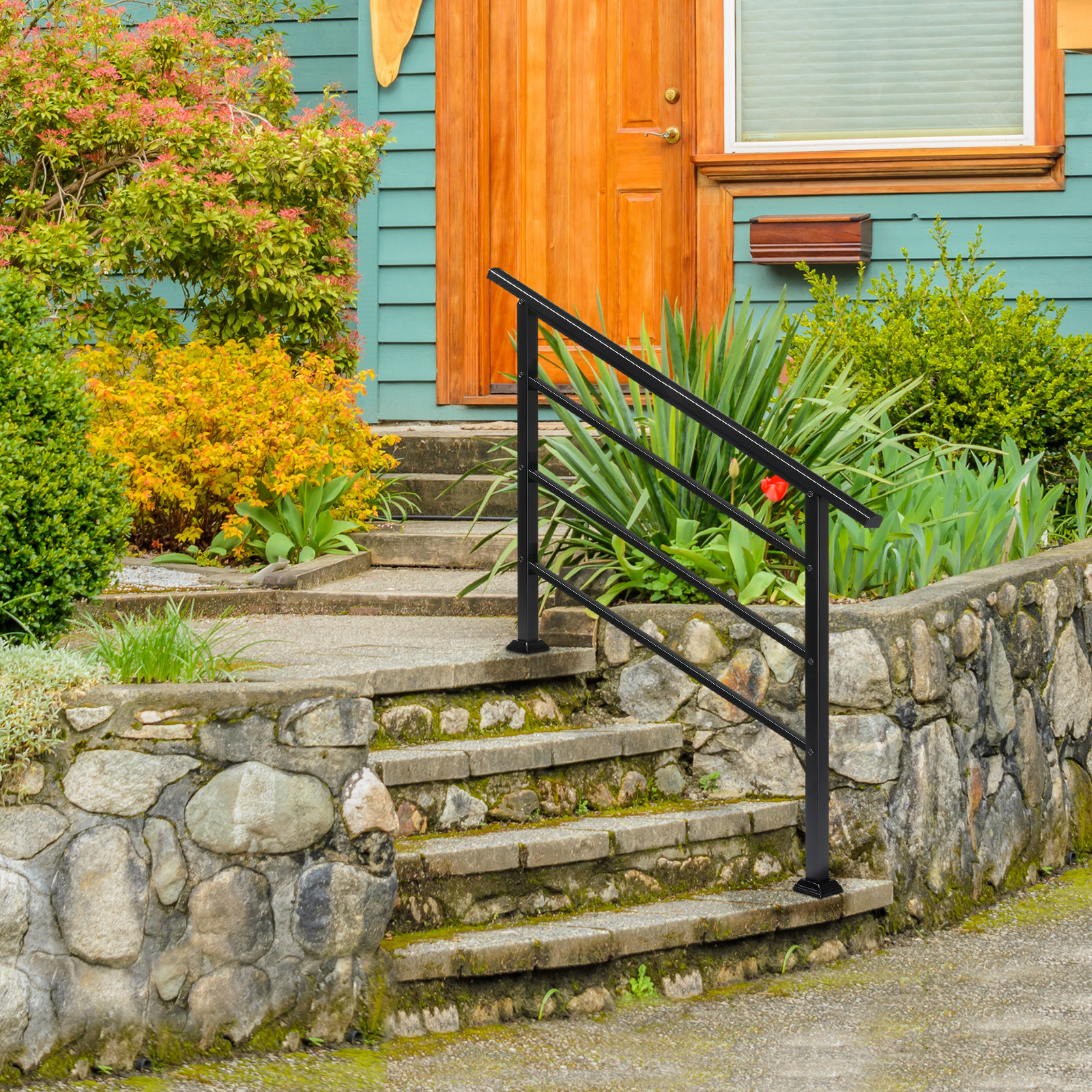 Winado Wrought Iron Handrail Fits 1 or 3 Steps & Reviews | Wayfair