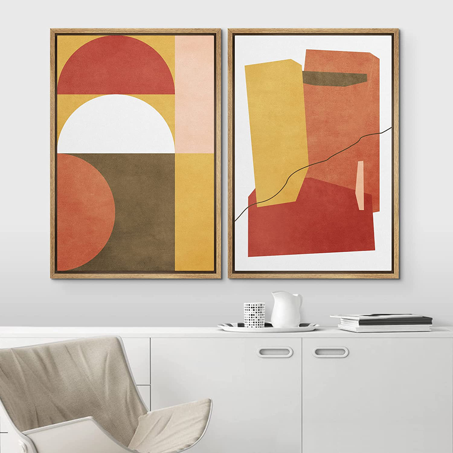 IDEA4WALL Mid Century Shape IDEA4WALL Framed Canvas Print Wall Art ...
