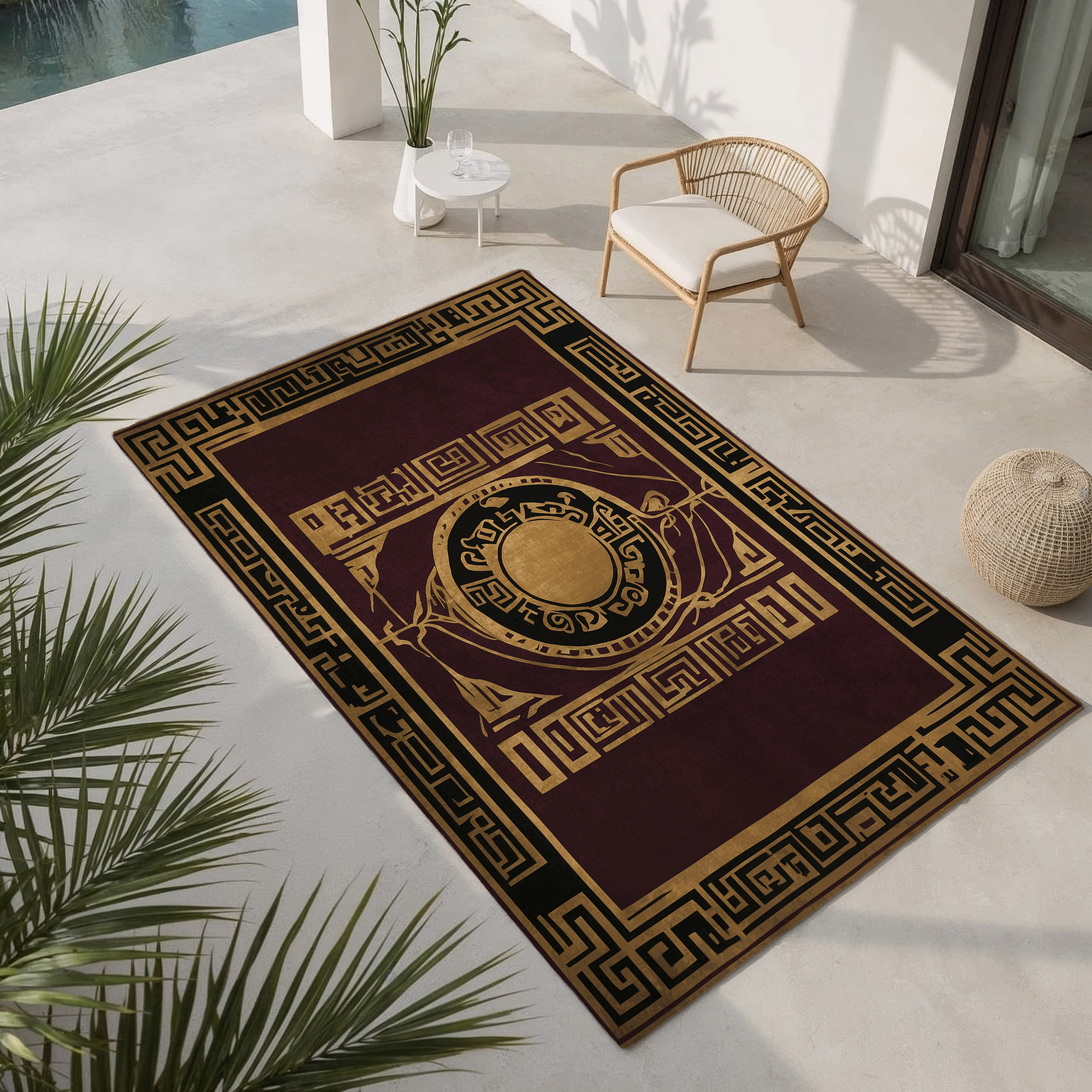 Fleur De Lis Living Golden Tableau Indoor And Outdoor Area Rug | Wayfair