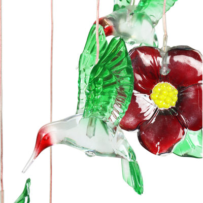Exhart Solar Hummingbirds and Flowers Hanging Mobile with 6 Color ...