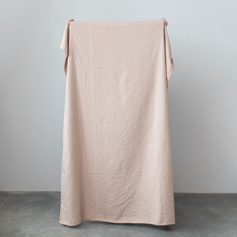 Joss & Main Lariah Soft Cotton Velvet Throw Blanket with Kantha Stitch ...