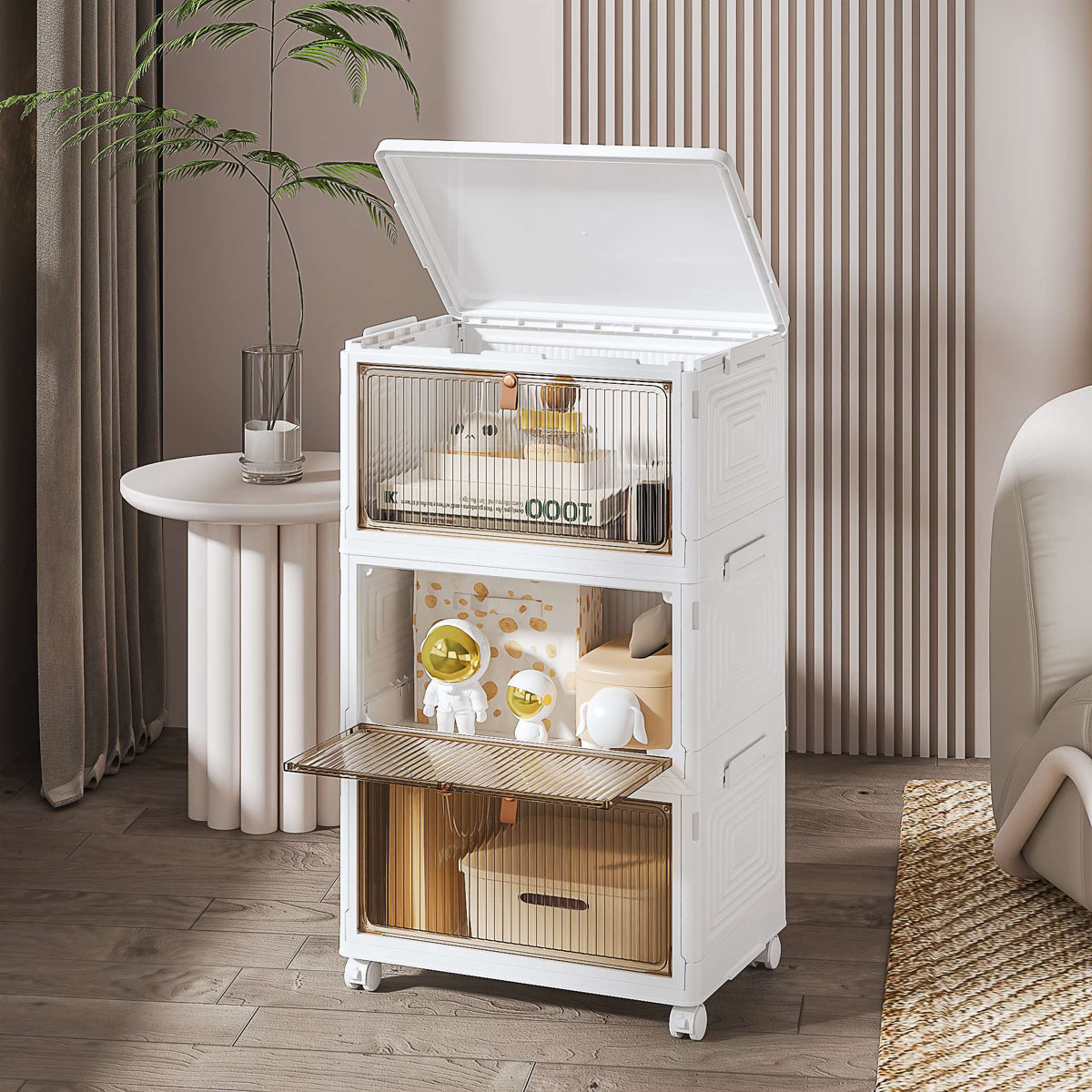 Rebrilliant Canas Plastic Foldable Stackable Storage Bin Double Door ...