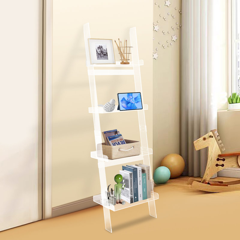 Latitude Run® Ariannah Decorative Clear Acrylic 4-tier Ladder Bookcase ...