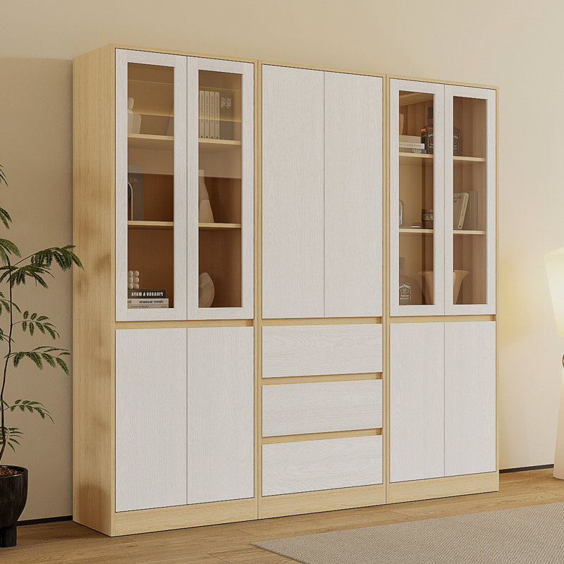 Latitude Run® 71" H Glass Library Bookcase, 5-tier Book Cabinet With ...